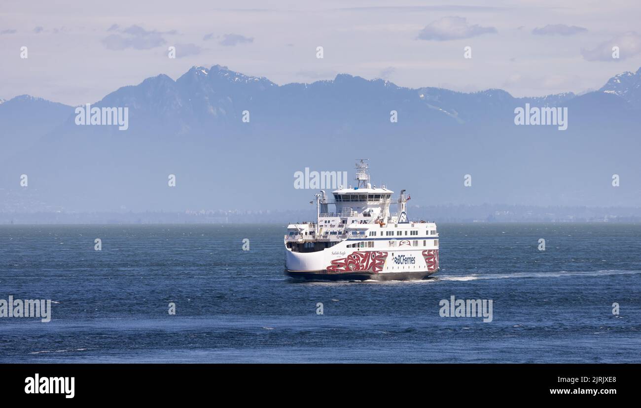 BC Ferries Passing By the Strait of Georgia on the West Coast of ...