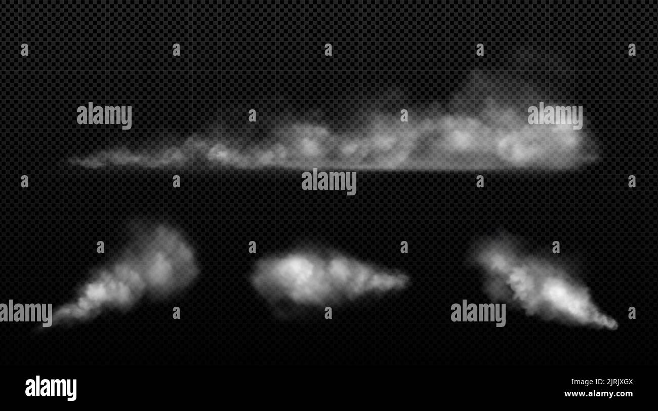 White dust, smoke clouds from car wheels isolated on transparent ...