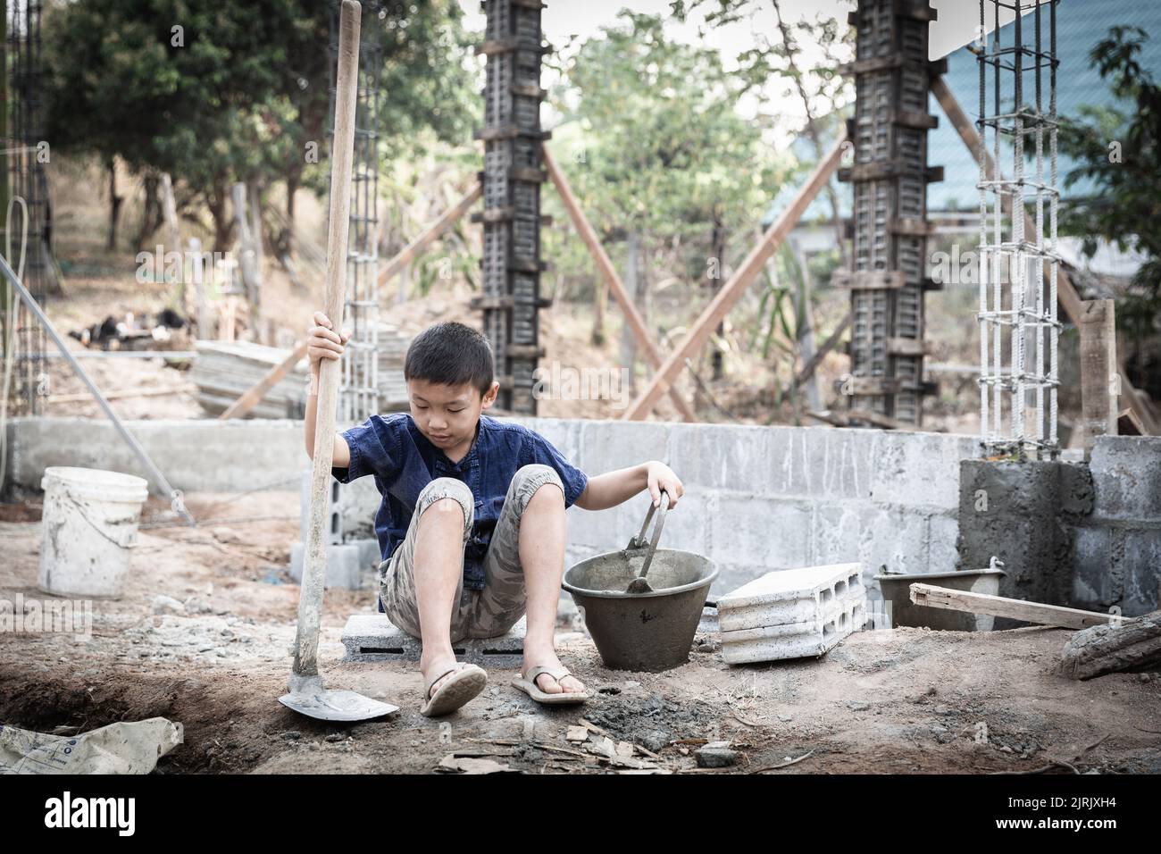 Children are forced to work construction., Violence children and ...