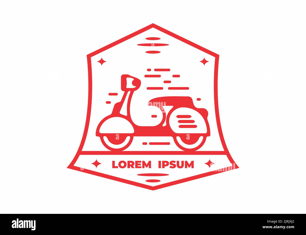 Vector of a Red scooter in monoline art badge design Stock Vector Image ...