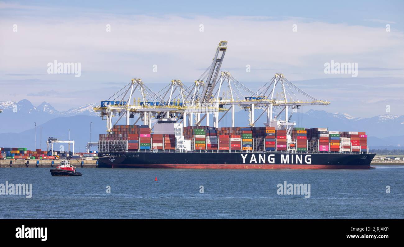 Tanker Ship with containers at a port Stock Photo - Alamy