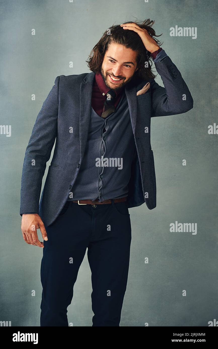 Young men hand hair hi-res stock photography and images - Alamy
