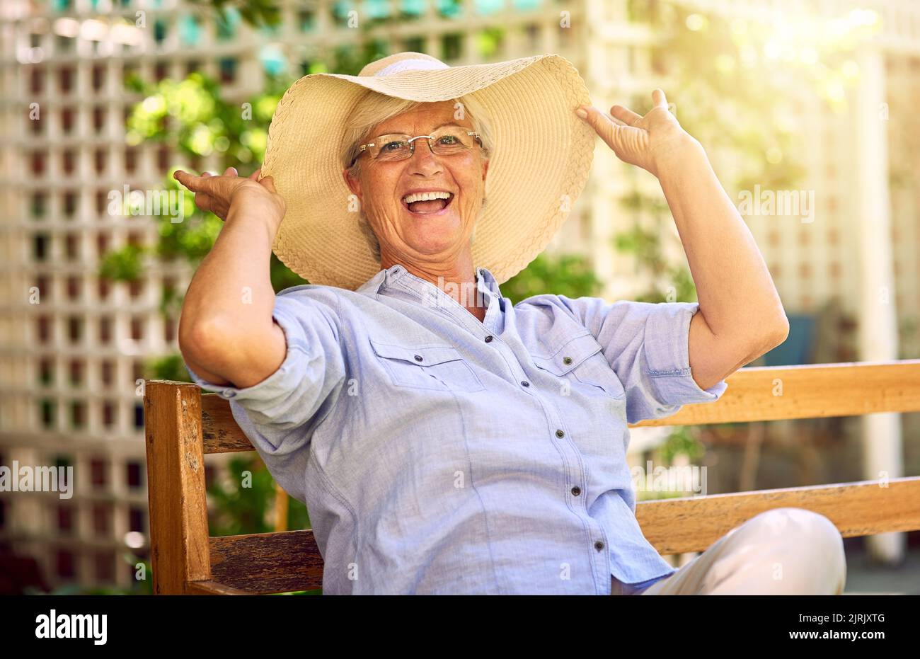 Fresh air and relaxation Yes please. Portrait of a happy senior woman ...