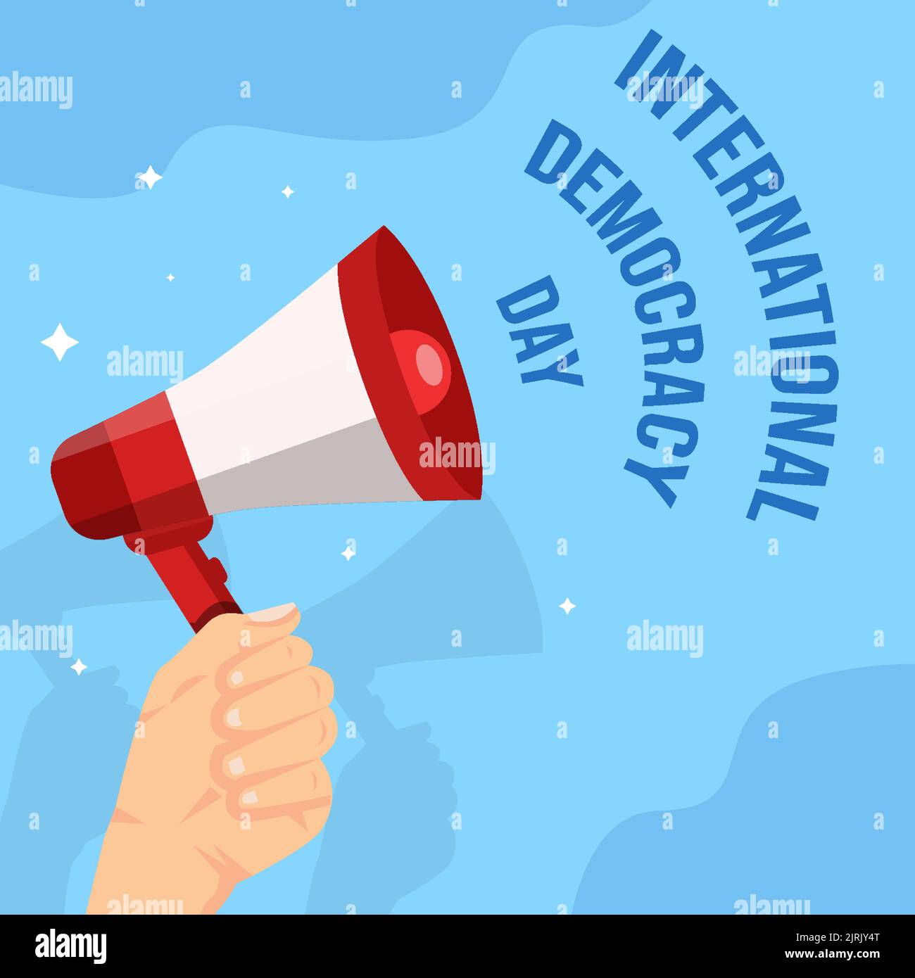 international democracy day. illustration hands holding megaphone Stock ...