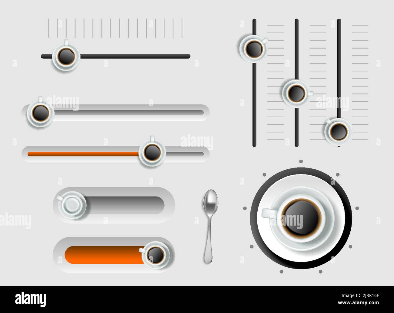 Coffee volume dial and power level vector set Stock Vector Image & Art ...