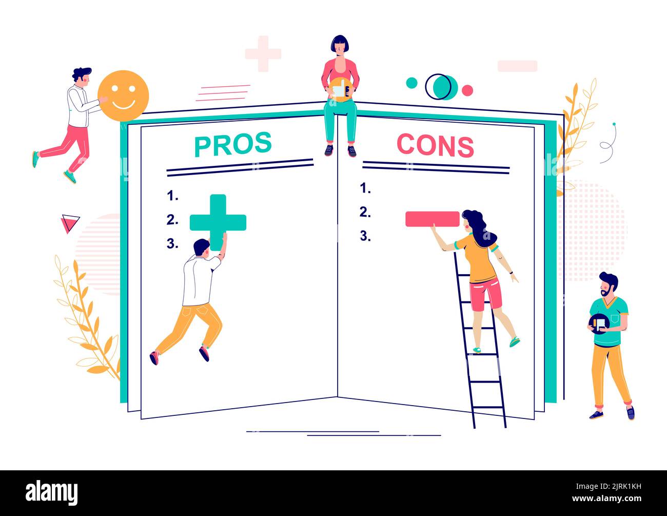 Pros cons consideration vector with tiny people Stock Vector Image ...