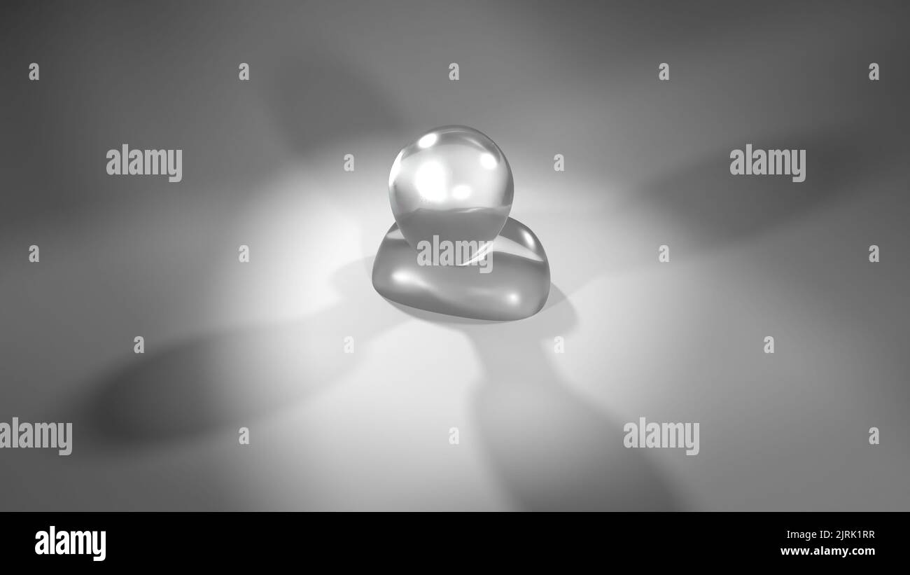 rendered simple-3D scene of plain figure under lime light symbolizing a ...