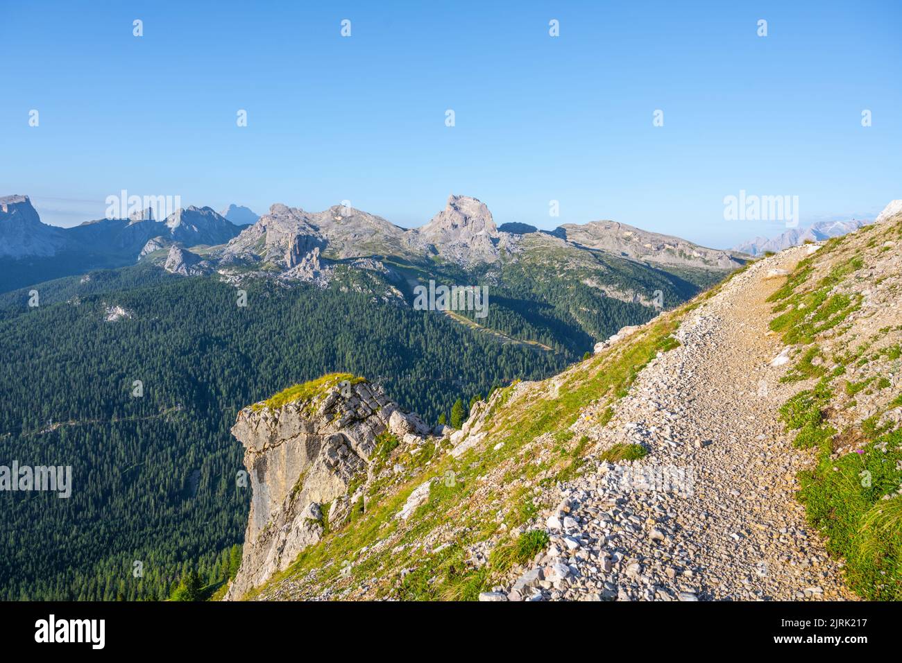 Dolomites panoramic view at morning sunrise time Stock Photo - Alamy