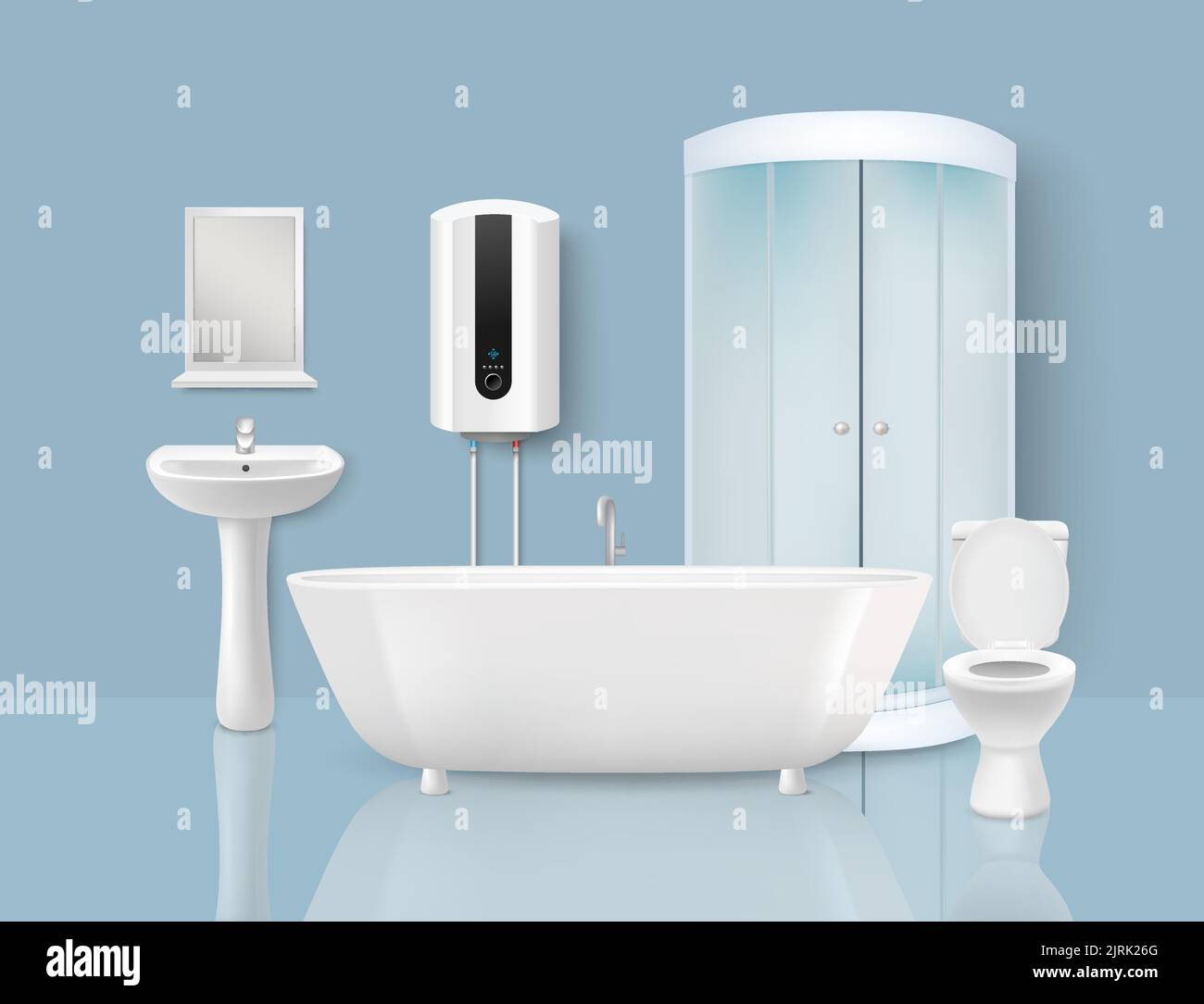 Bath room realistic vector modern design interior Stock Vector Image & Art - Alamy