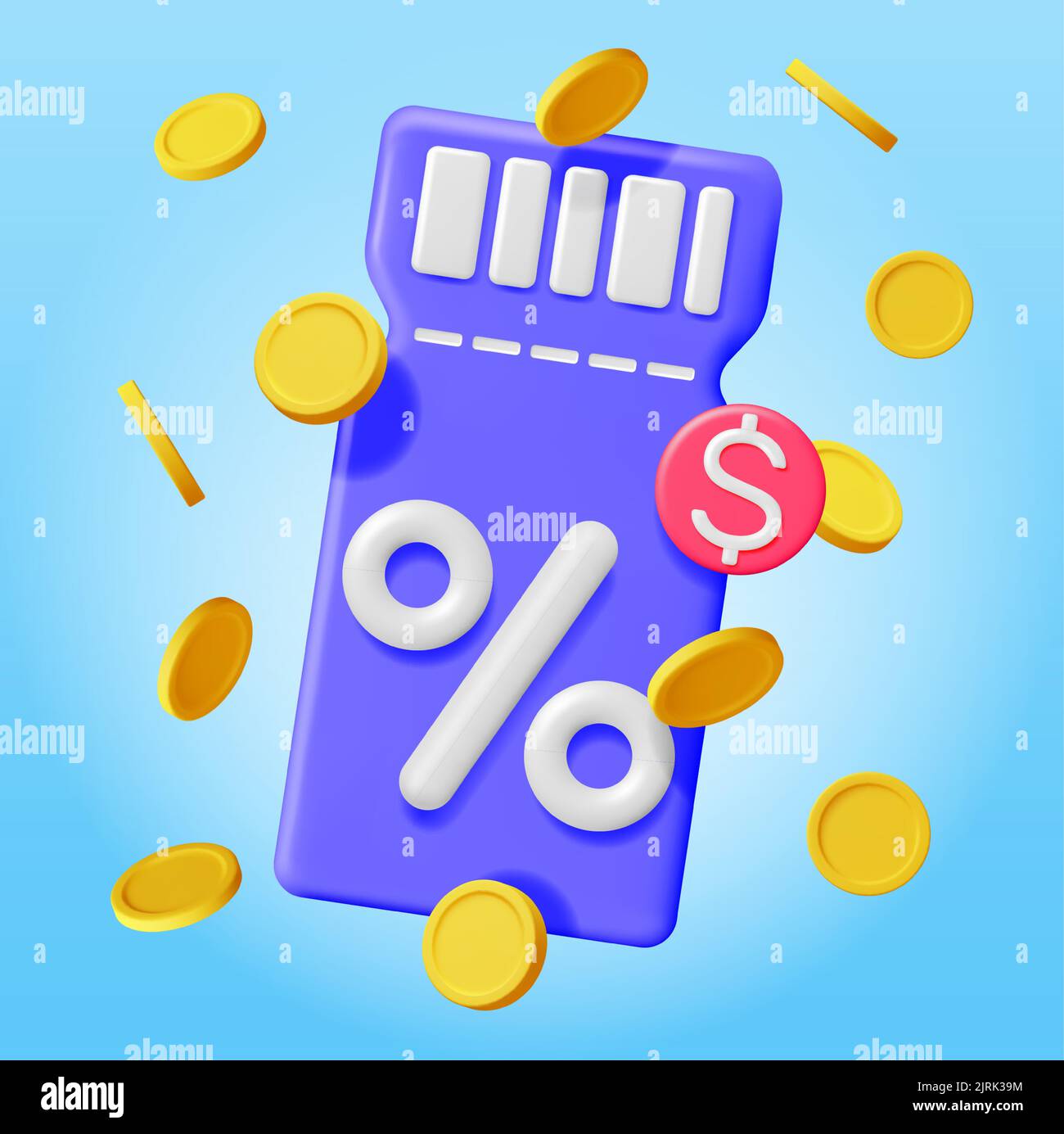 3d Coupon with Percent Symbol and Coins Stock Vector Image & Art - Alamy