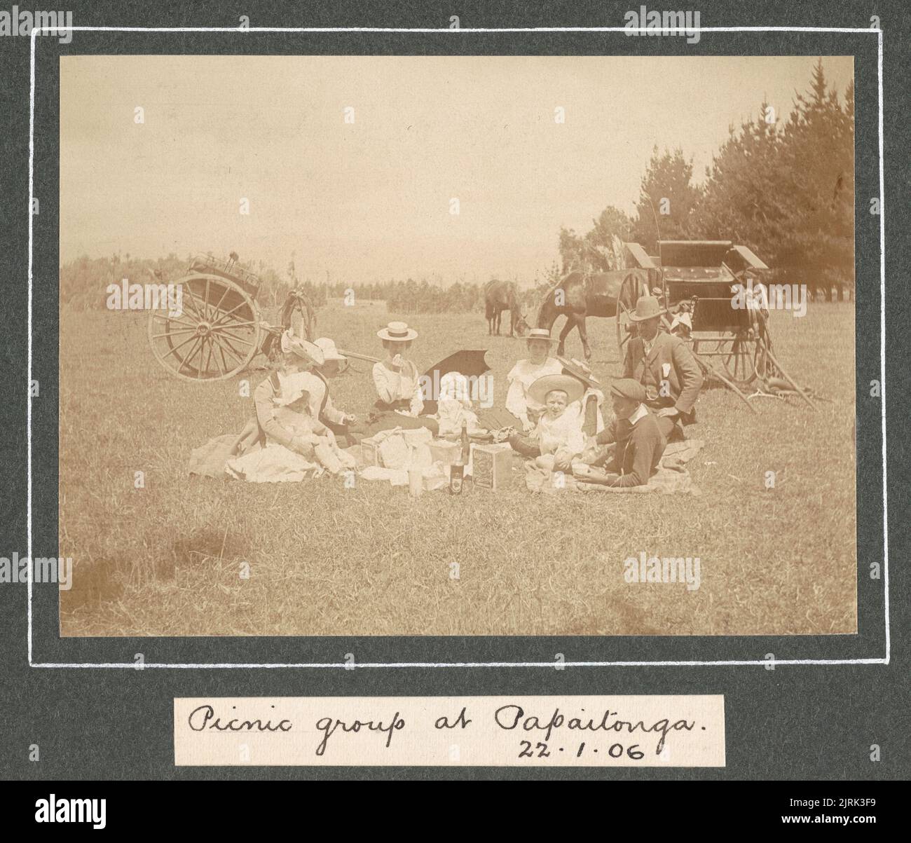 At Levin: Picnic group at Papaitonga, 22 January 1906. From the album ...