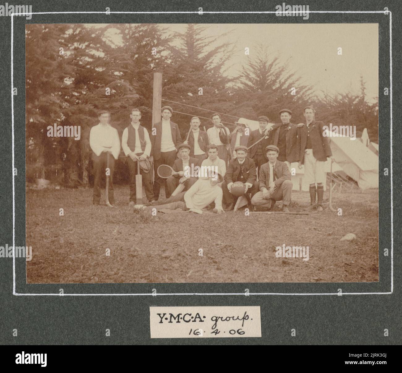 At Levin: YMCA group, 16 April 1906. From the album: Family photographs [1904-1907], 1906, Levin ...