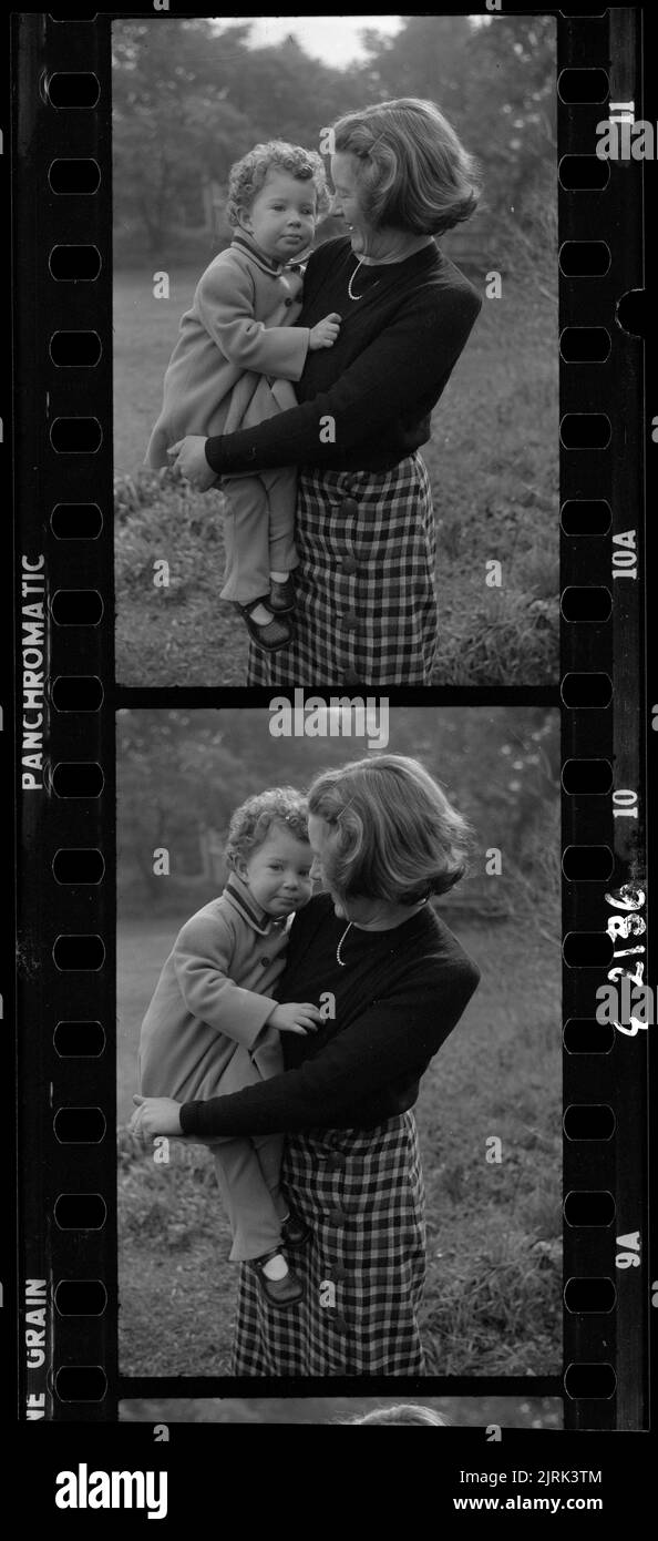 Mrs Morley and child, July 1947, New Zealand, by J.W. Chapman-Taylor ...