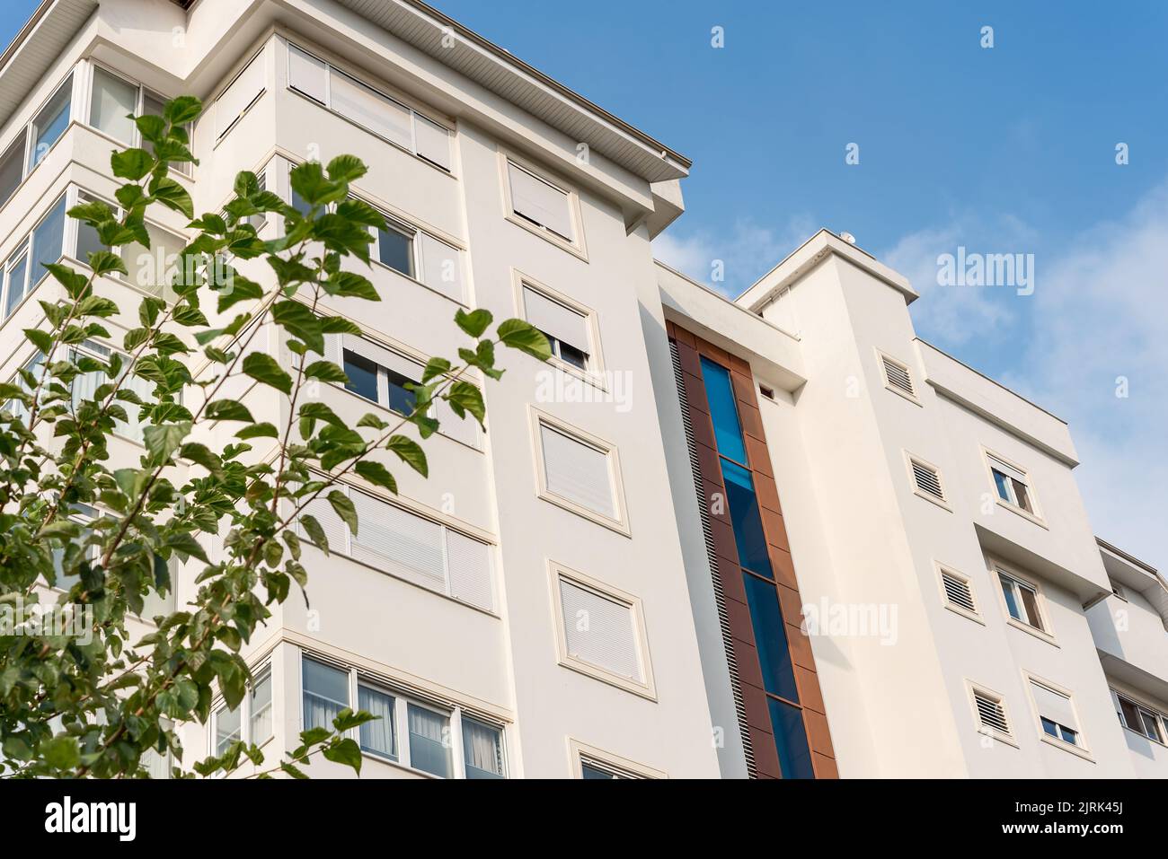 New modern residential building exterior against the sky. Architecture ...