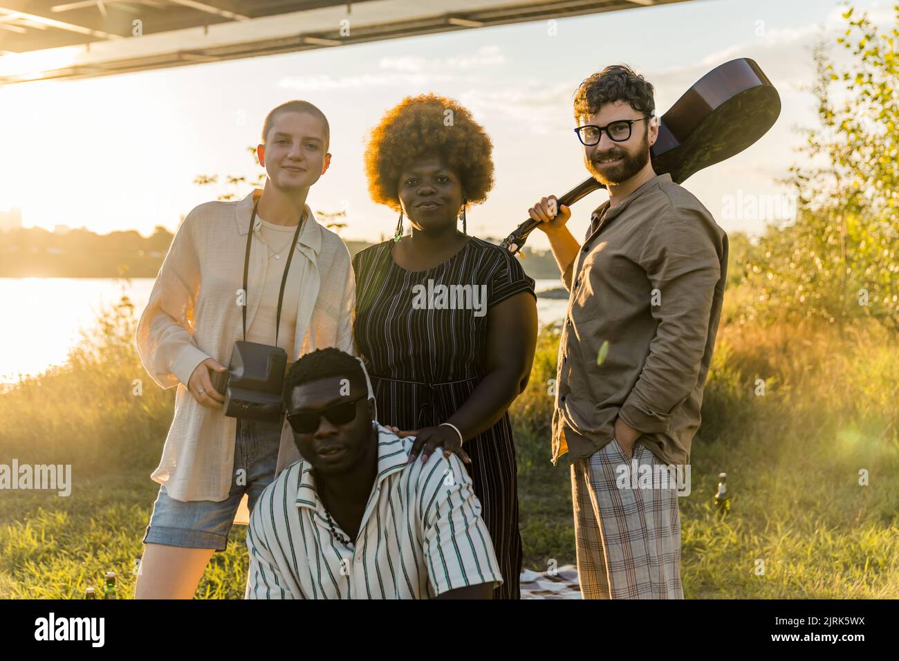 Multi-ethnic group of best old friends, who finally reunited after a ...