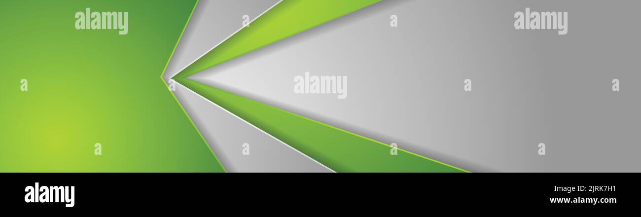 Abstract green and grey tech geometric banner design. Vector web header ...
