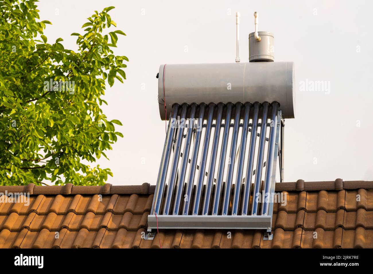 stainless steel thermal solar panel heater boiler heating water roof of ...