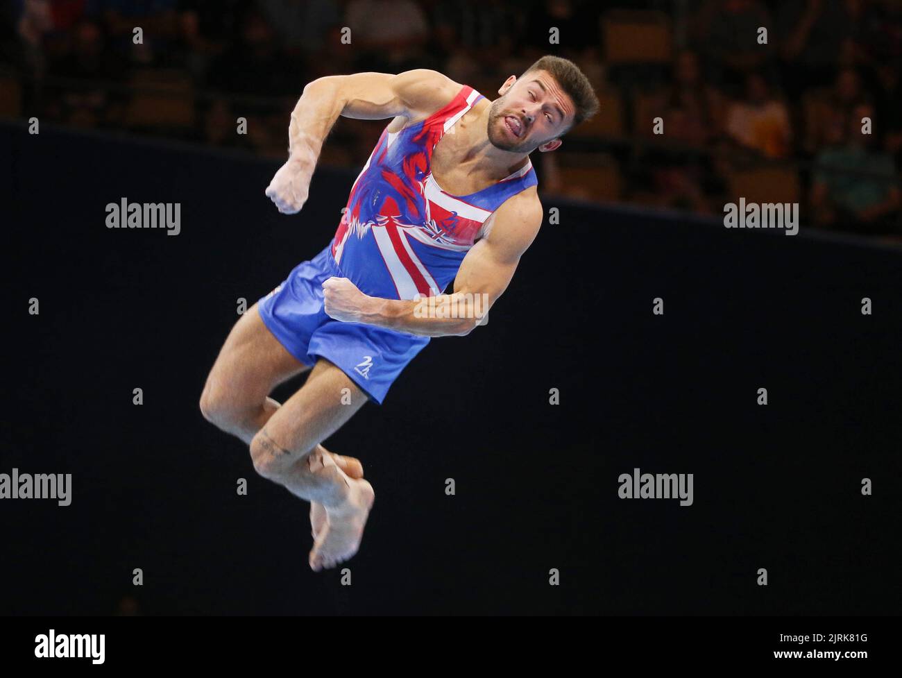 Giarnni Regini-Moran of Great Britain during the Artistic Gymnastics, Men's Floor Exercise at ...
