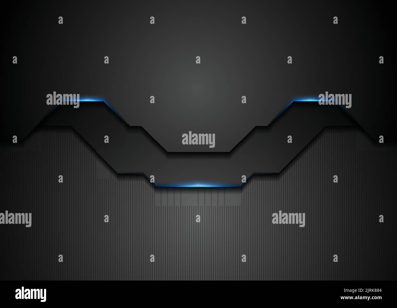 Black abstract technology background with blue neon light . Vector ...