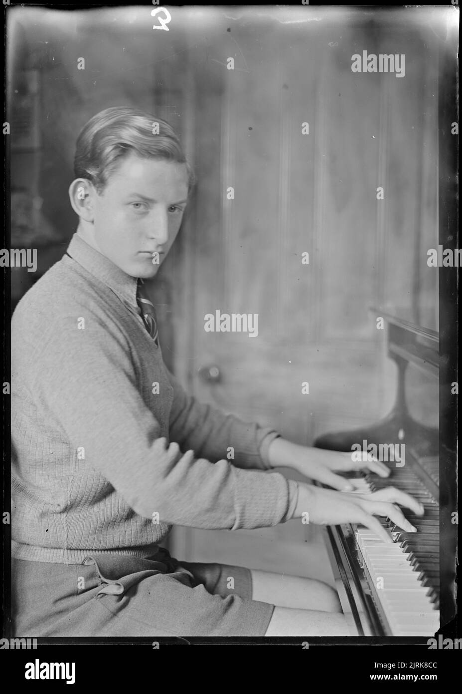 Mrs Abel's son at piano, July 1948, New Zealand, by J.W. Chapman-Taylor ...