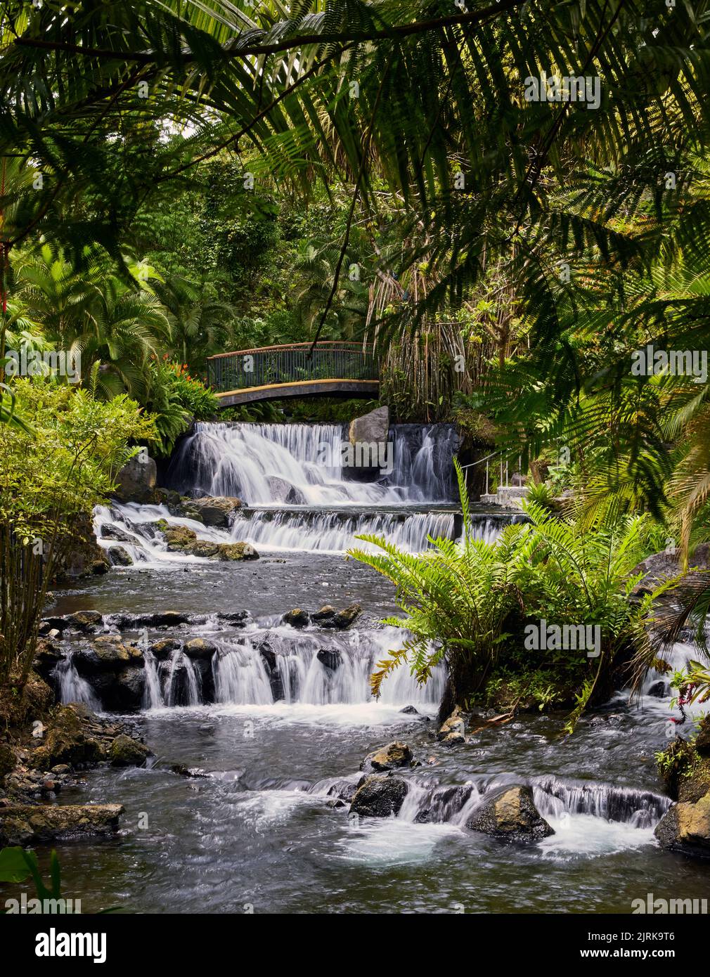 Charming scenery of Tabacon Hot Springs flowing in La Fortuna Arenal ...