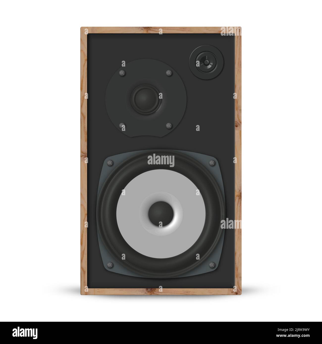 Photorealistic music loudspeaker isolated on white background. Front ...