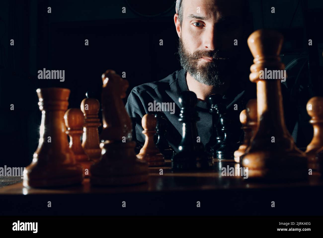 Pensive male chess player hi-res stock photography and images - Alamy