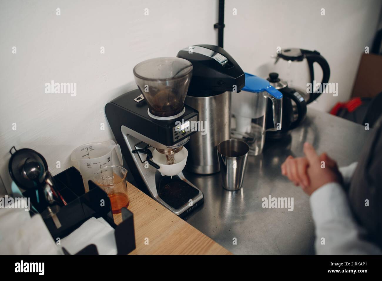 Cup Taster Girl Tasting Degustation Coffee Quality Test. Young woman ...