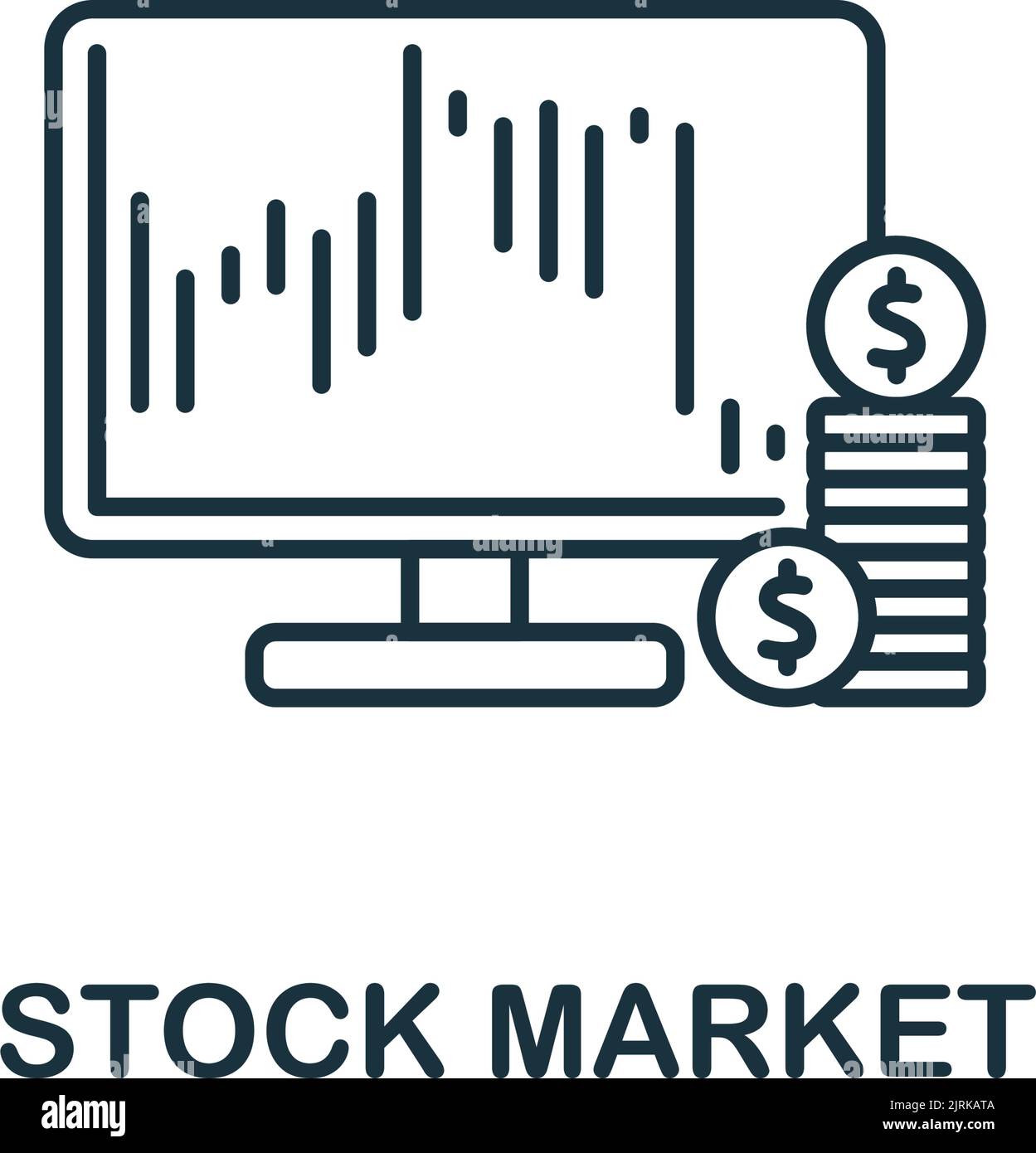 Stock Market icon. Line simple line Stock Market icon for templates ...