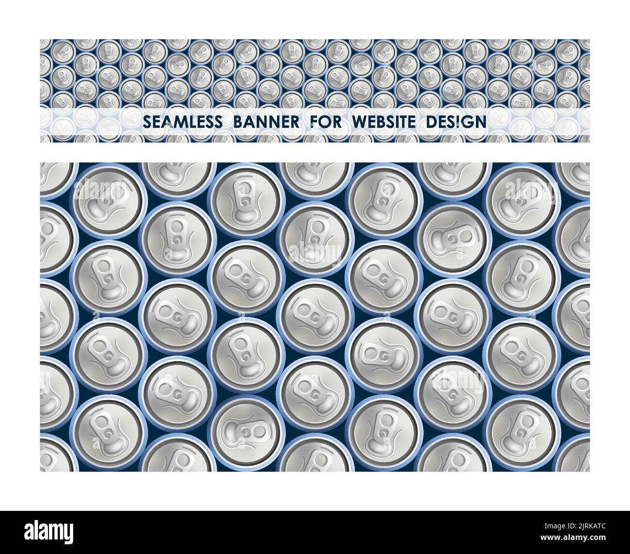 Seamless pattern aluminum cans with soda top view. Metal beer cans with ...