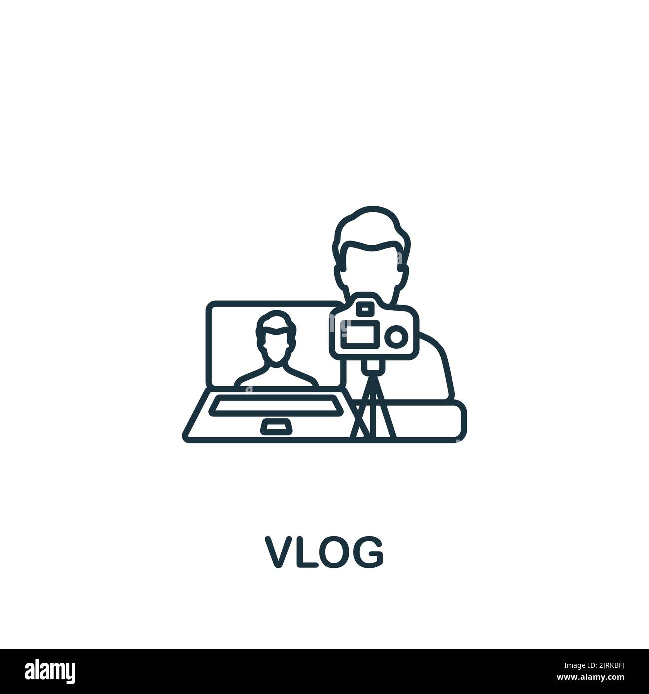 Vlog icon. Line simple Streaming icon for templates, web design and ...