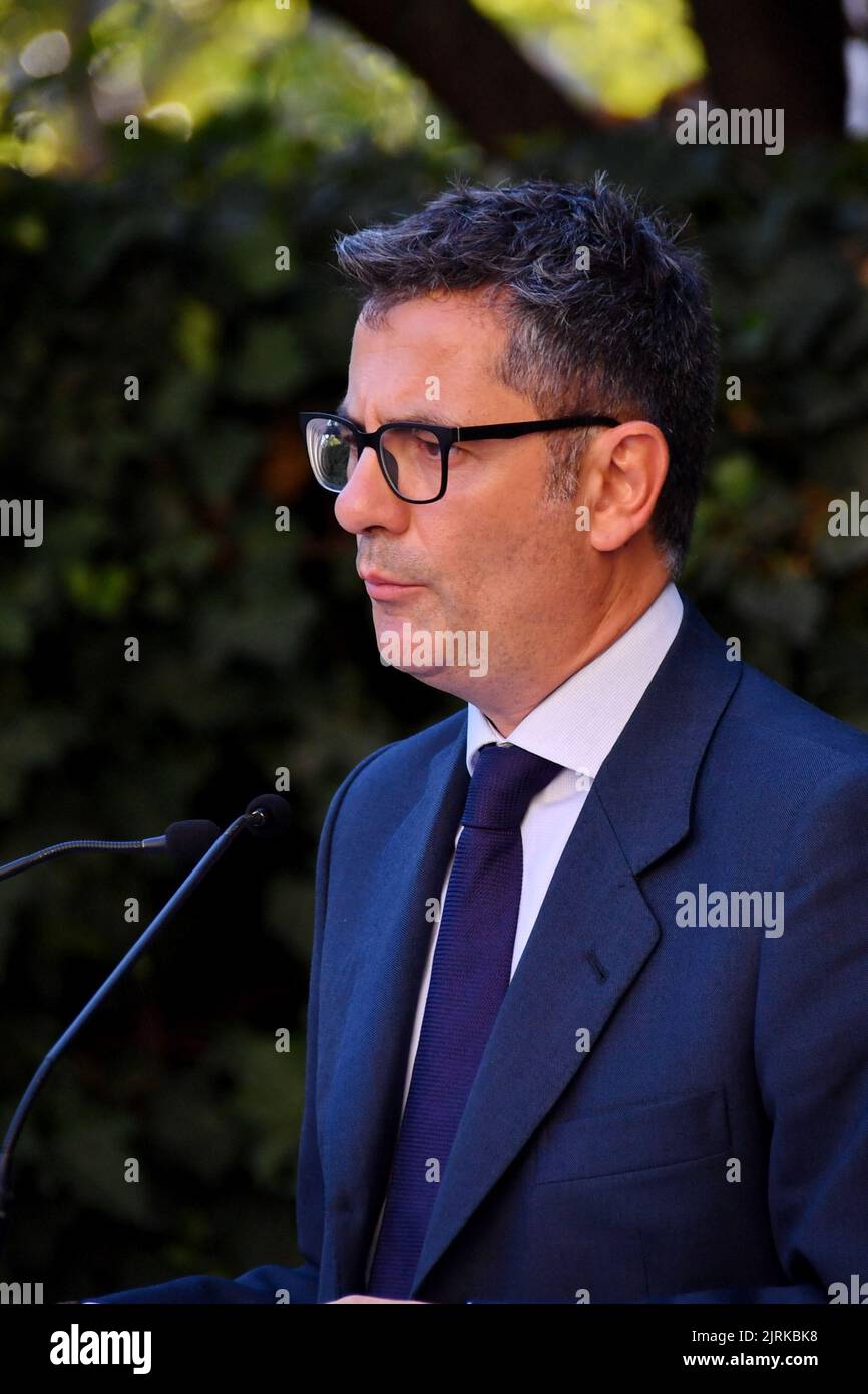 Spanish Minister Felix Bolanos delivers his speech at a ceremony ...
