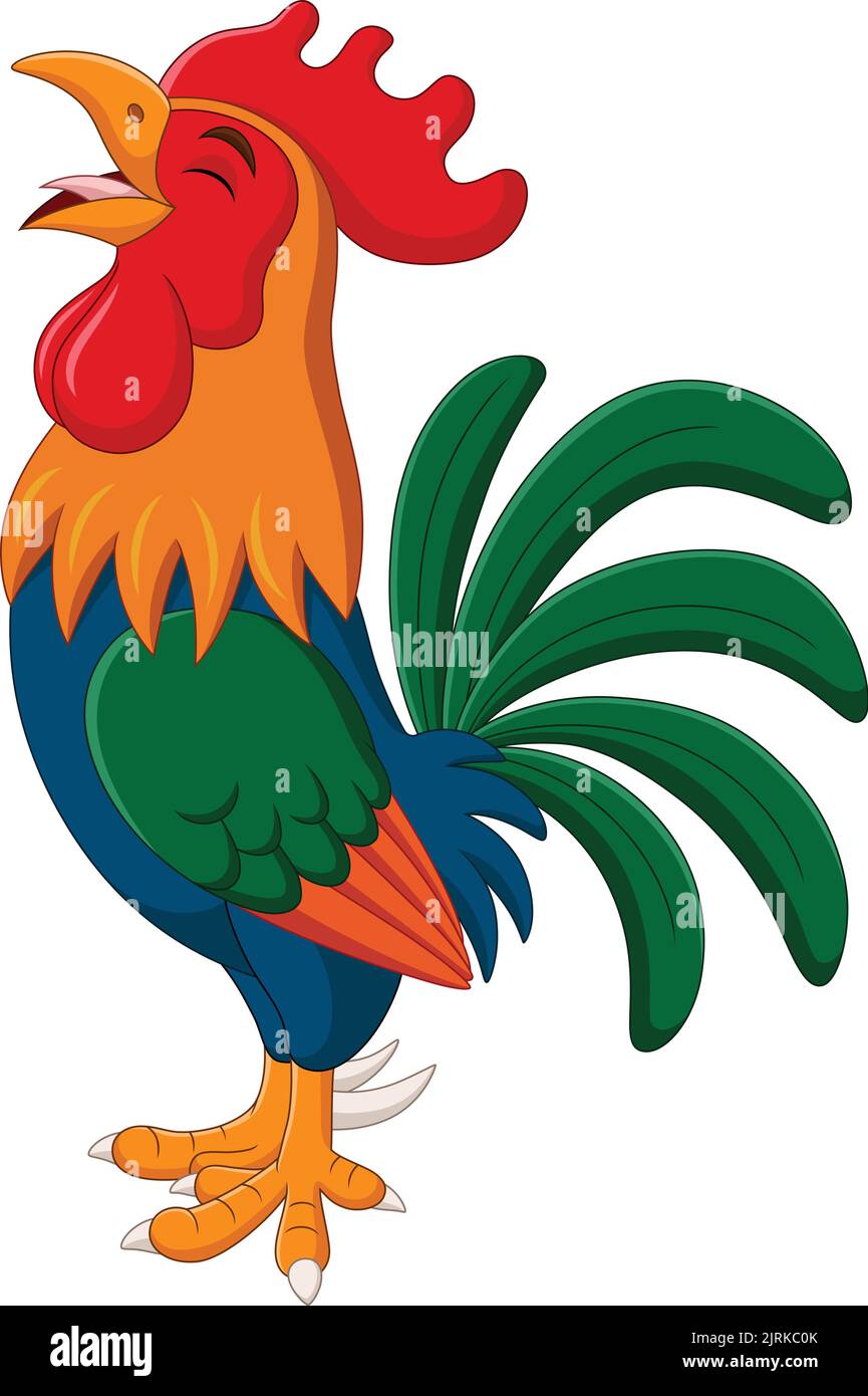 Cartoon rooster crowing isolated on white background Stock Vector Image ...