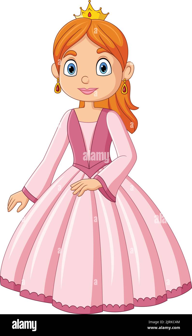 Cartoon Beautiful Princess In Pink Dress Stock Vector Image And Art Alamy