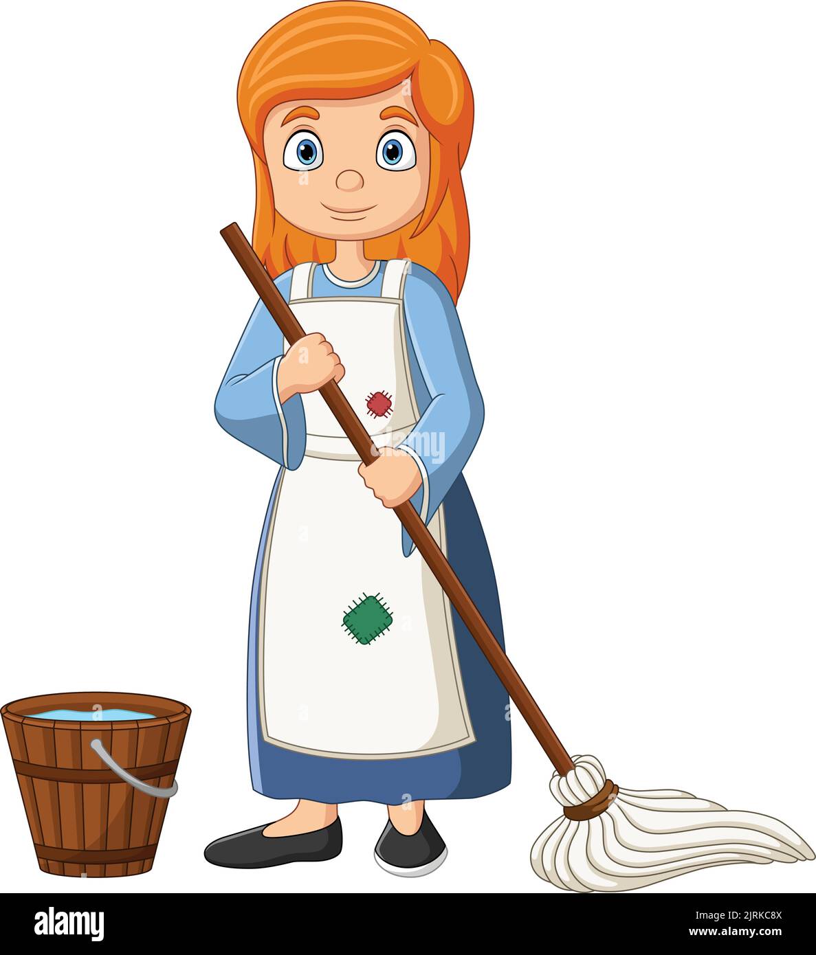 Cartoon cinderella with bucket and mop Stock Vector Image & Art - Alamy