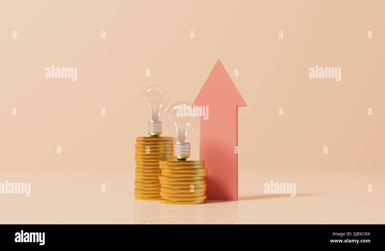 Increasing cost of electric. Energy price increase concept. 3D ...