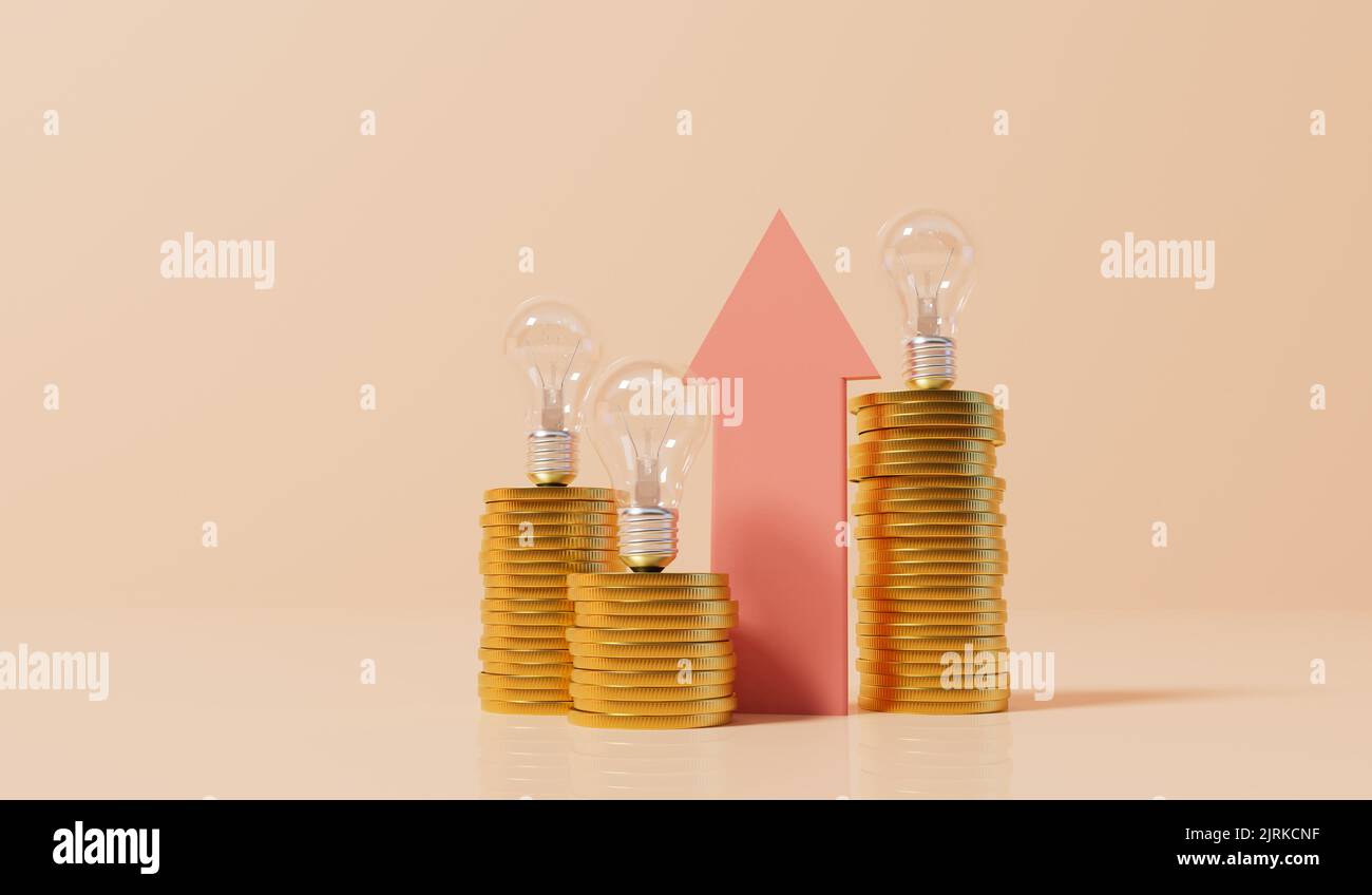 Increasing cost of electric. Energy price increase concept. 3D Rendering Stock Photo - Alamy