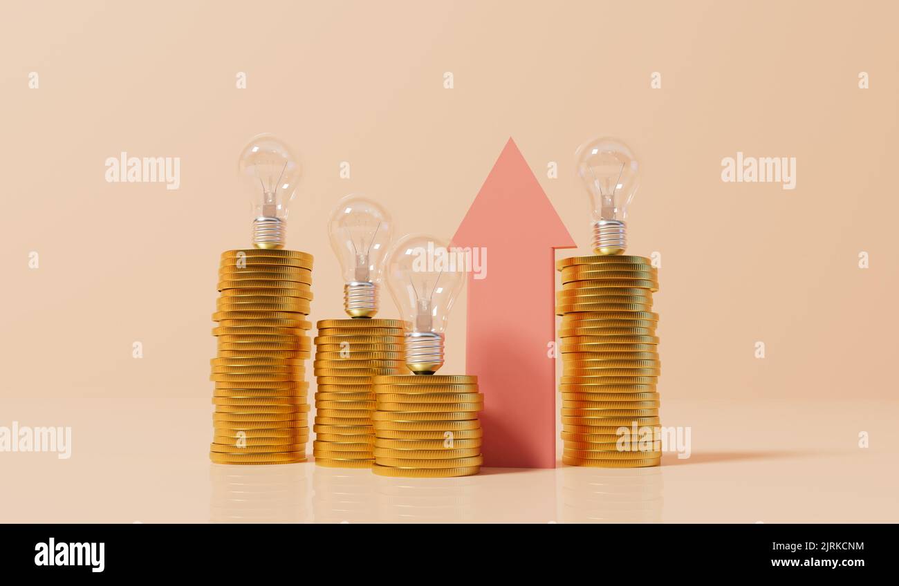 Increasing cost of electric. Energy price increase concept. 3D ...