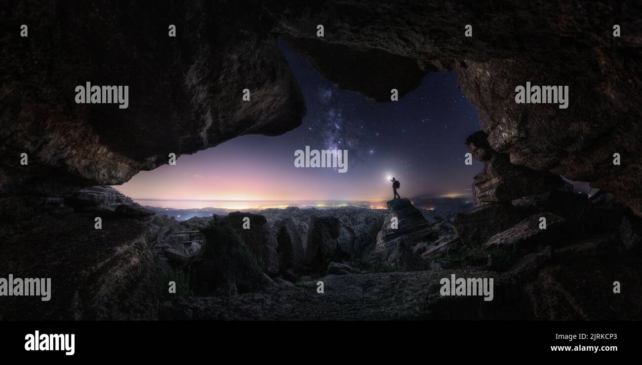 Flashlight dark cave hi-res stock photography and images - Alamy