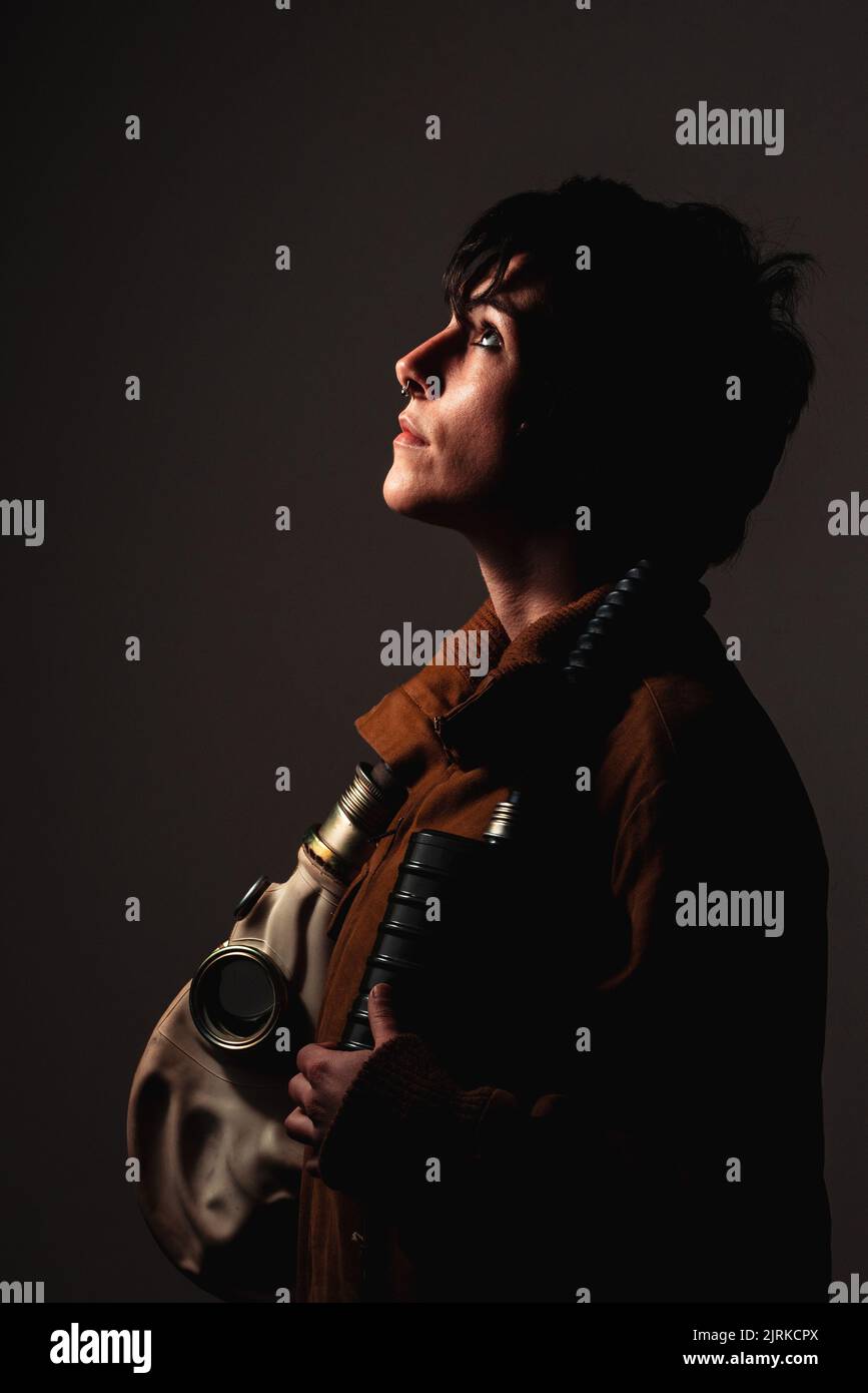 Studio portrait of a person with a totally unrecognizable mask Stock ...