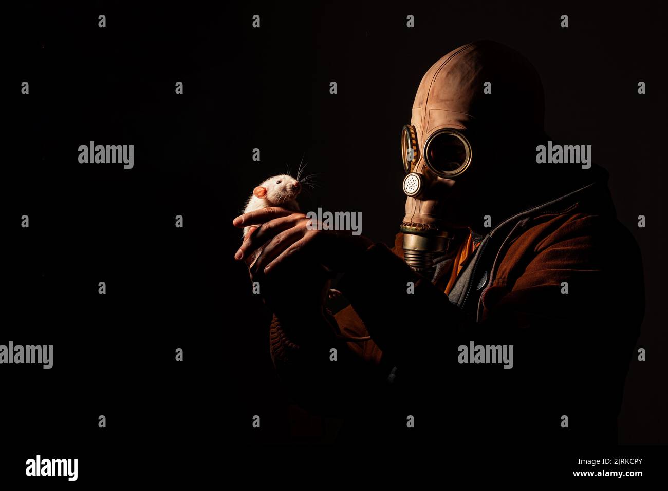 Studio portrait of a person with a totally unrecognizable mask Stock ...