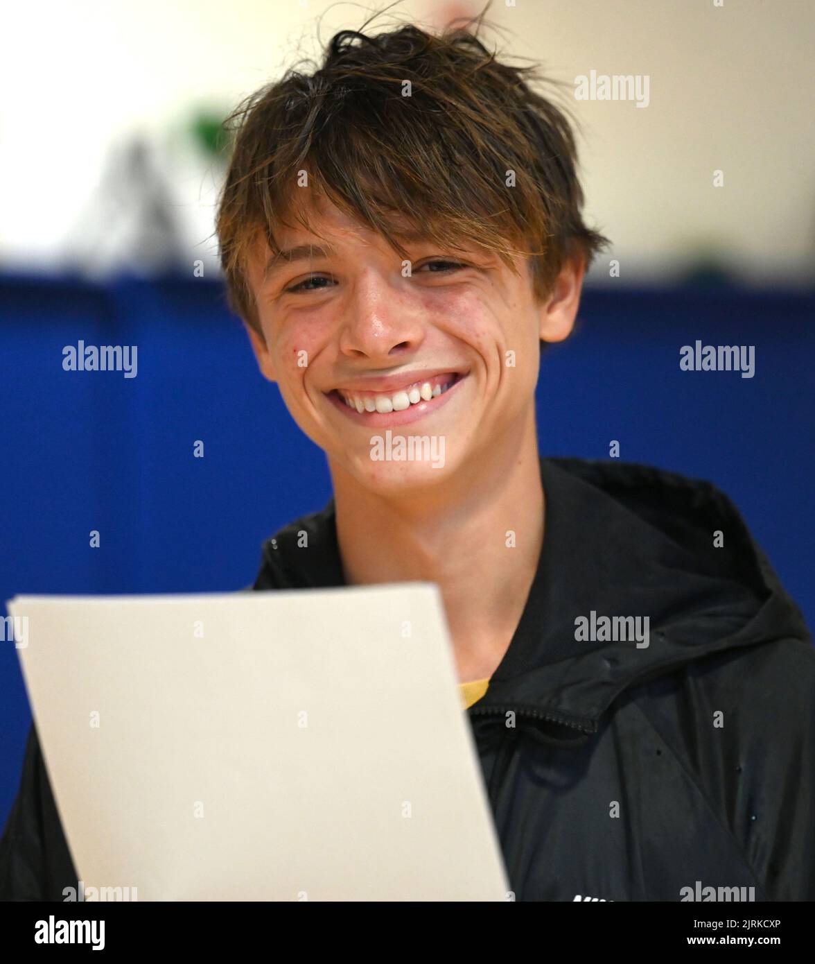 Lewes UK 25th August 2022 - Young student delighted with his GCSE ...