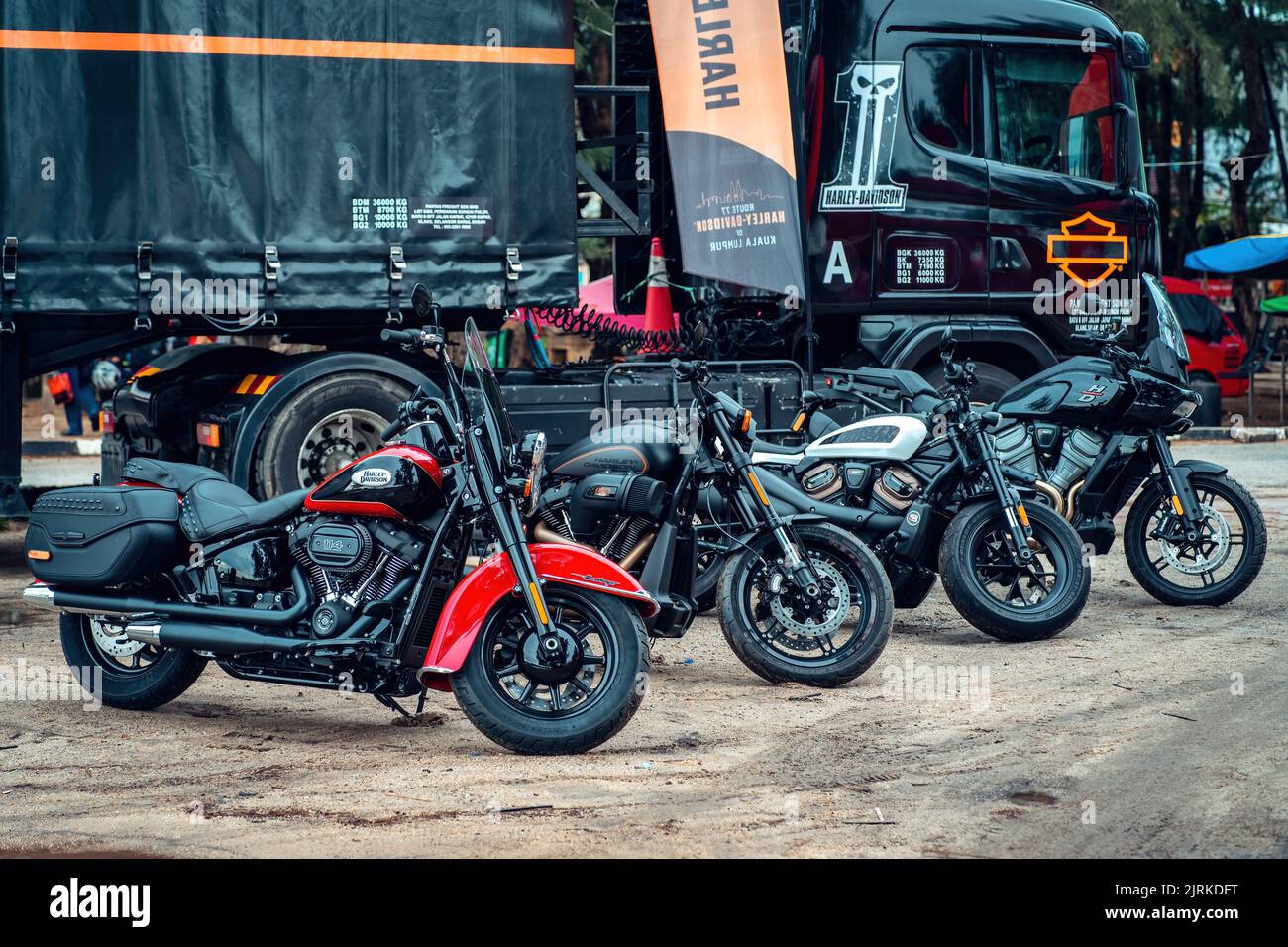 During Terengganu bike week events, motorcycles park along the roadside ...