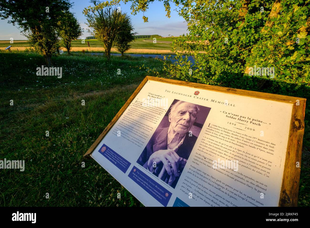 Information panel featuring Harry Patch, the last surviving trench ...