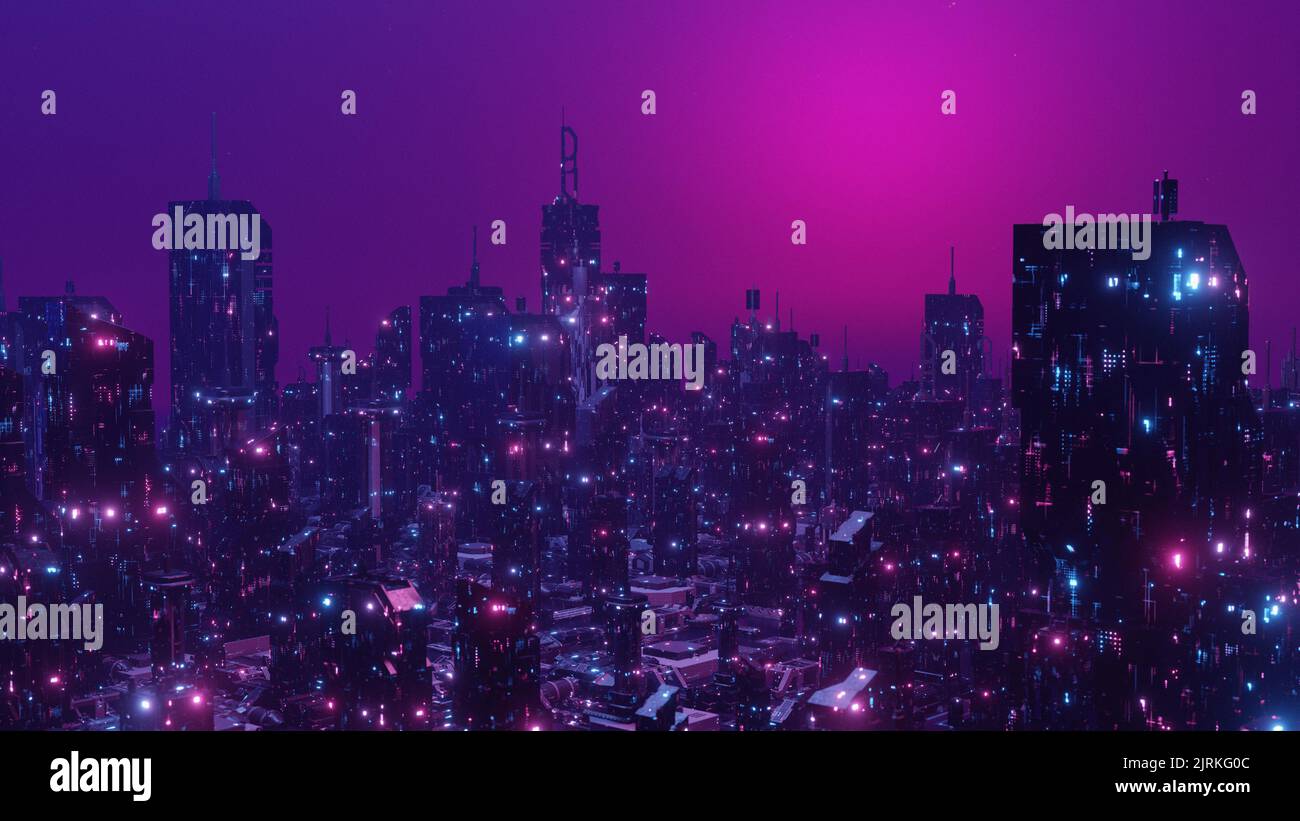 Rooftop View Dystopian Concept Background 3d Render Stock Photo - Alamy