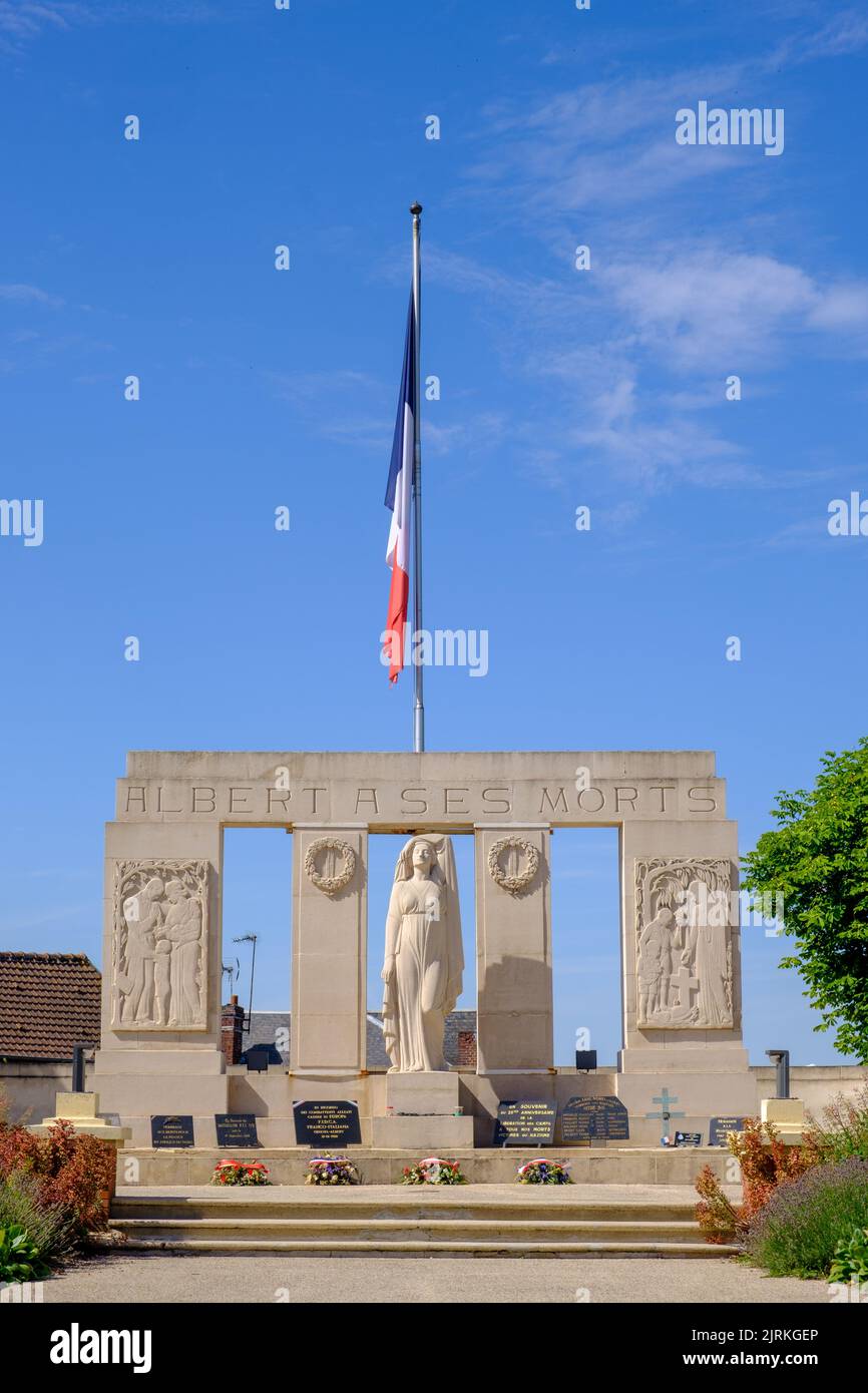 French war memorial in Albert, Somme Stock Photo - Alamy