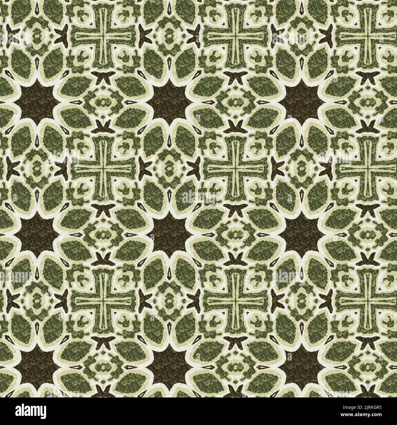 Mosaic geometric green seamless texture pattern. Trendy kaleidoscope ...