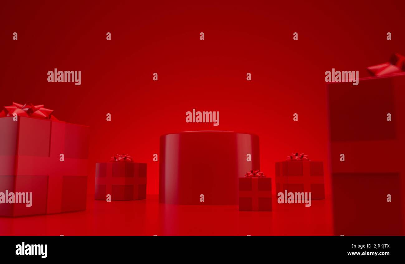 Minimal Christmas festive product display stage with podium and gift ...