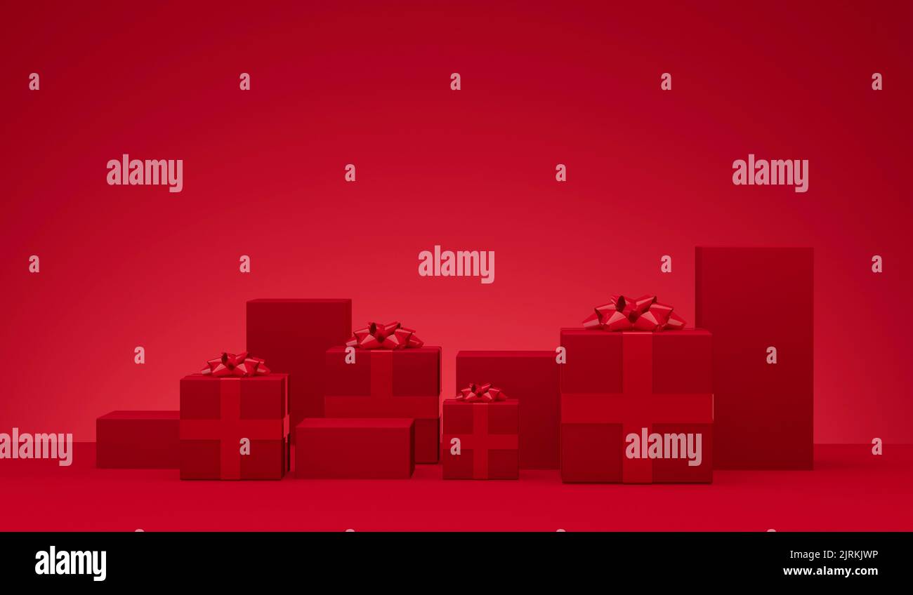 Minimal Christmas festive product display stage with podium and gift ...