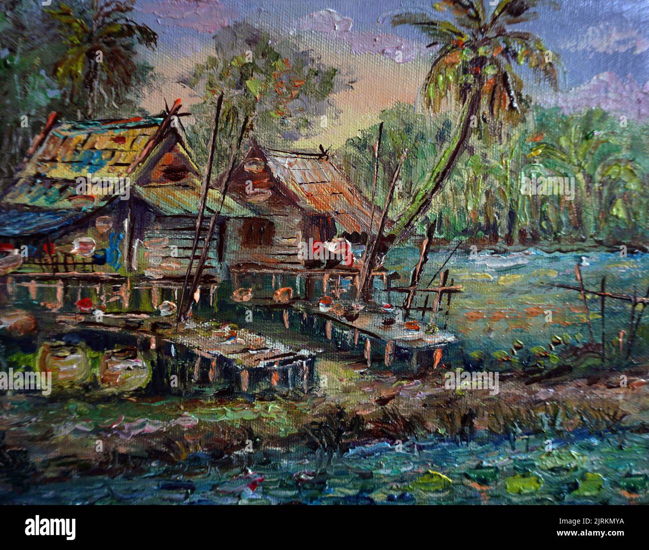 Art painting Oil color Hut Thailand Countryside , Abundance , organic ...